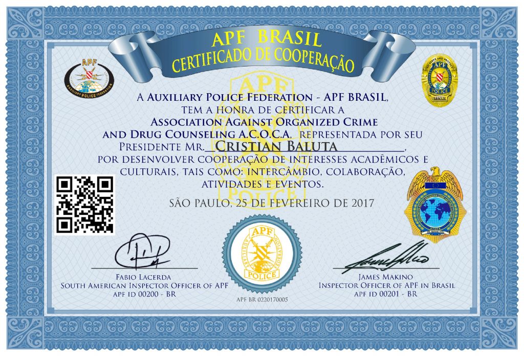 Certificat APF Brazilia